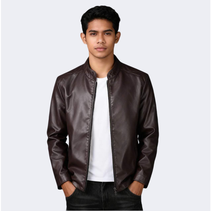 Fashion men's slim leather zipper jackets are available M-3XL | Shopee ...
