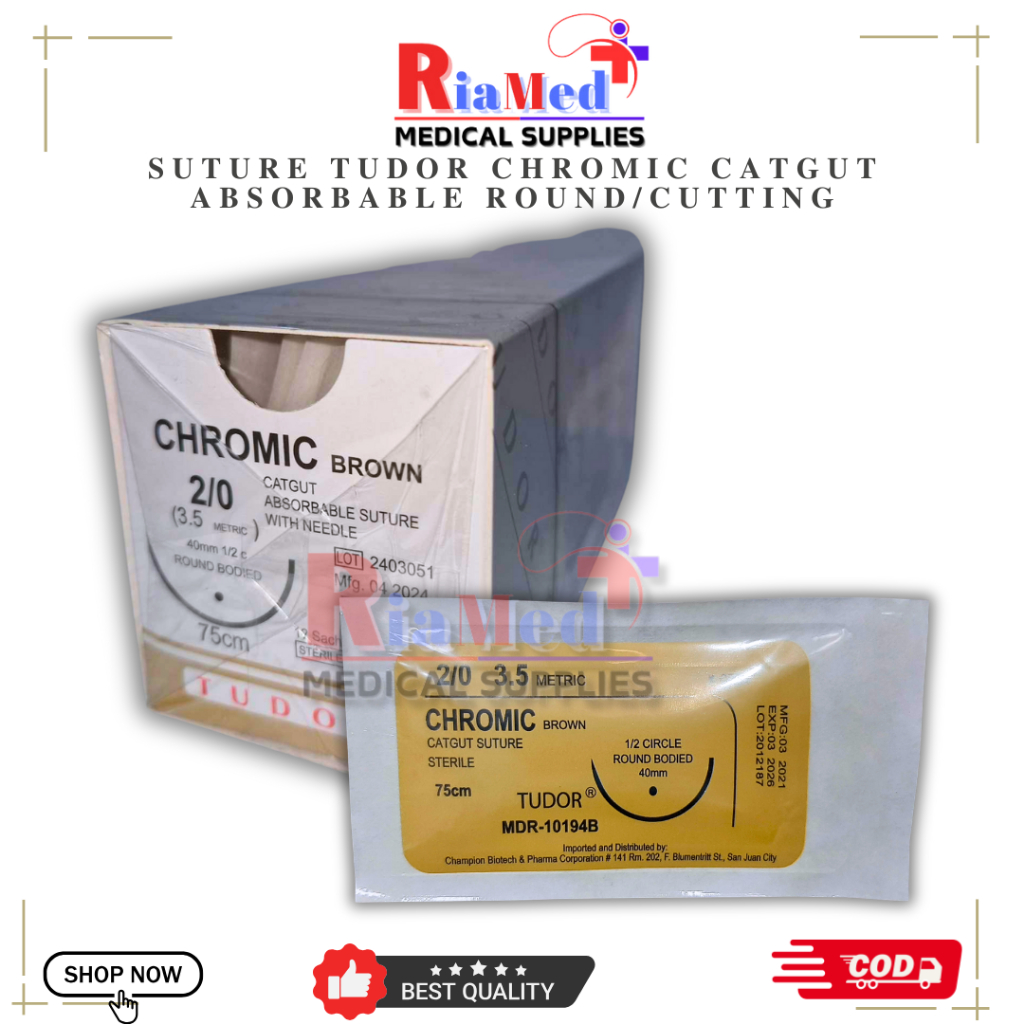 CHROMIC CATGUT ABSORBABLE SUTURES ROUND/CUTTING (12PCS/BX) | Shopee ...
