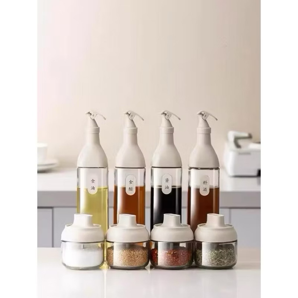 8pcs Kitchen Glass Oil Bottle Seasoning Jar Oil Dispenser Condiment Jar ...