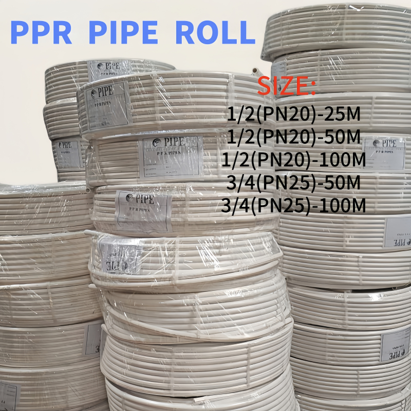 Ecopipe High Quality PPR PIPE 100/50/25Meters/Roll 1/2PN20 3/4PN25 Cold ...