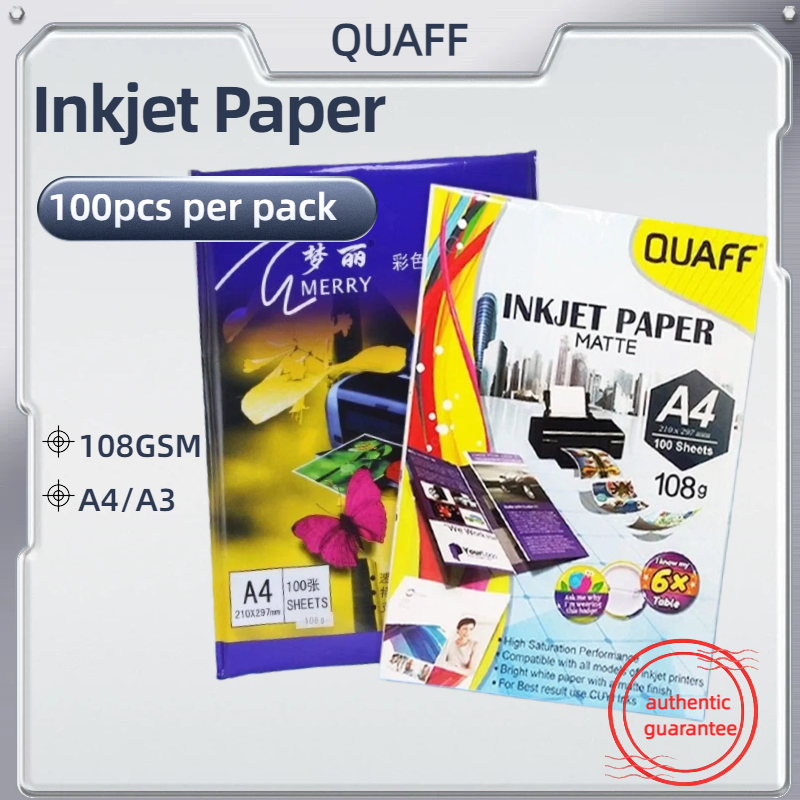 QUAFF 108gsm A4 Matte Inkjet Paper ---- Merry Brand 100-Sheet Pack ...