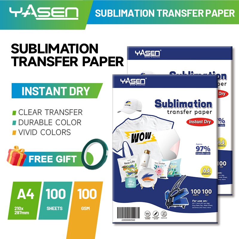 Yasen Sublimation Paper A4 Size 100gsm 100Sheets For All kinds Of T ...