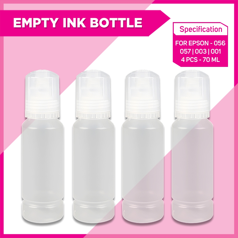 Empty Ink Bottle 70 mL for EPSON 056, 057, 003, and 001 (4pcs) | Shopee ...