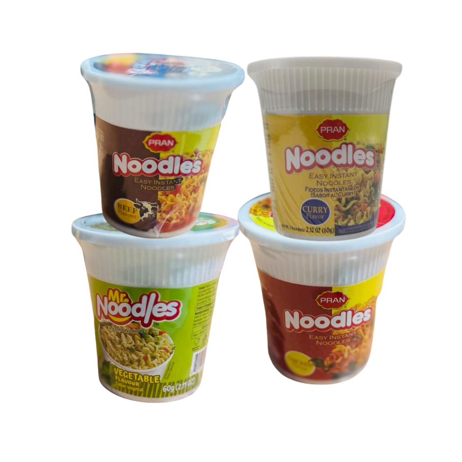 PRAN CUP NOODLES - INSTANT NOODLES CUPS WITH 4 FLAVORS ( CHICKEN, BEEF ...