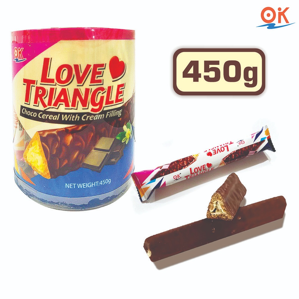OK Love Trangle Choco Cereal Wtih Cream Filling 450g/30pcs | Shopee ...