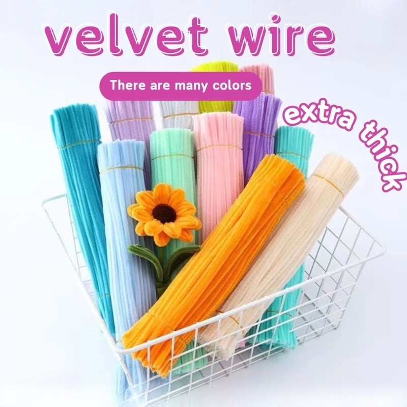100pcs New Colorful Dense fuzzy wire pipe cleaner craft flower Chenille ...