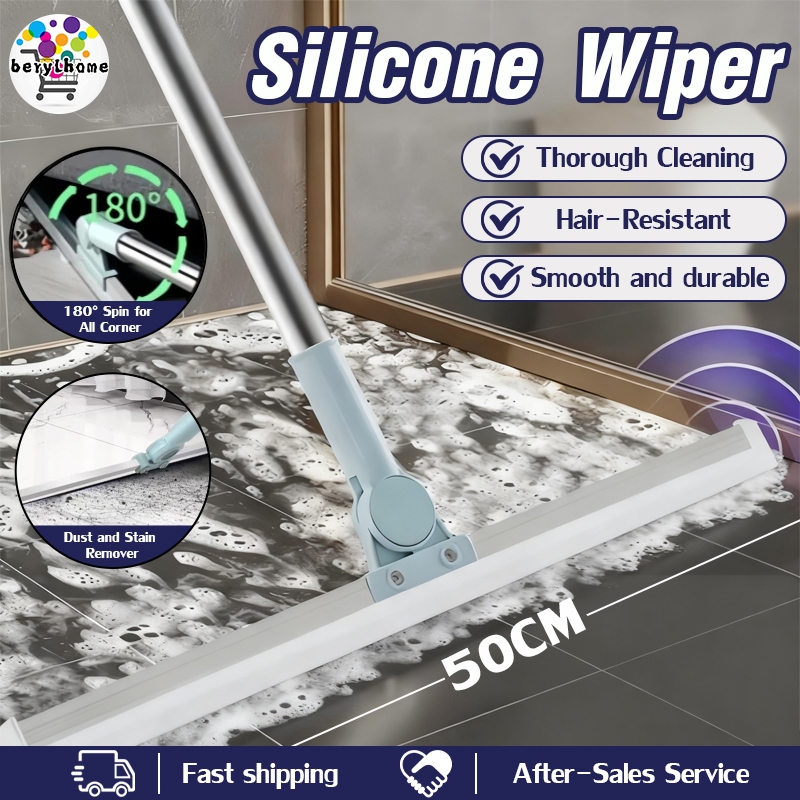 50cm Silicone Magic Broom Long Handle Removable Bathroom Scraper ...