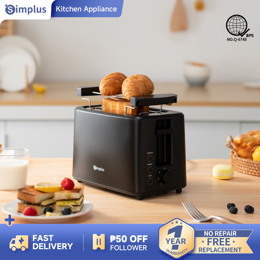Simplus 700W 3-in-1 Toaster Pro - 7 Temp Levels, Defrost & Auto Pop-Up ...