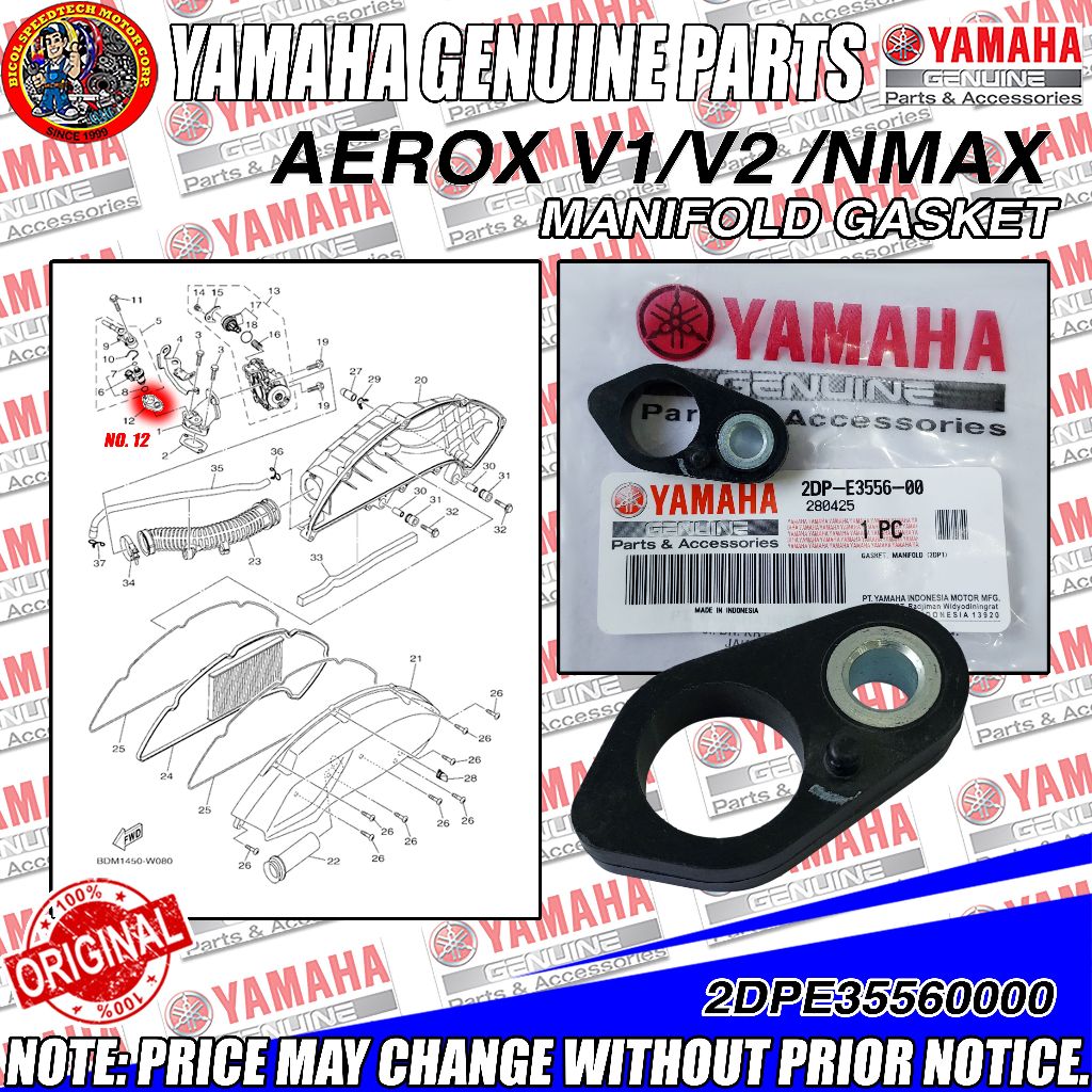 AEROX V1/V2/NMAX MANIFOLD GASKET (YGP) (GENUINE: 2DP-E3556-00) | Shopee ...