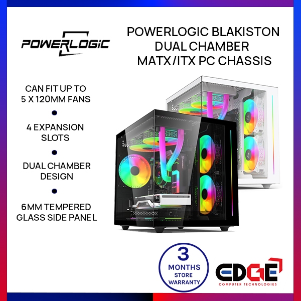 EDGE | POWERLOGIC Blakiston Dual Chamber mATX/ITX PC Chassis | Shopee ...