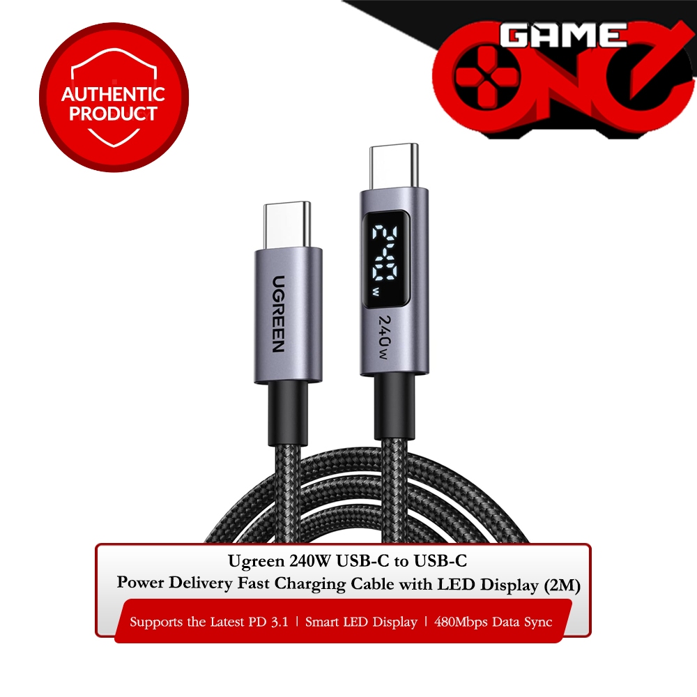 Ugreen 240W USB-C to USB-C Power Delivery Fast Charging Cable with LED ...