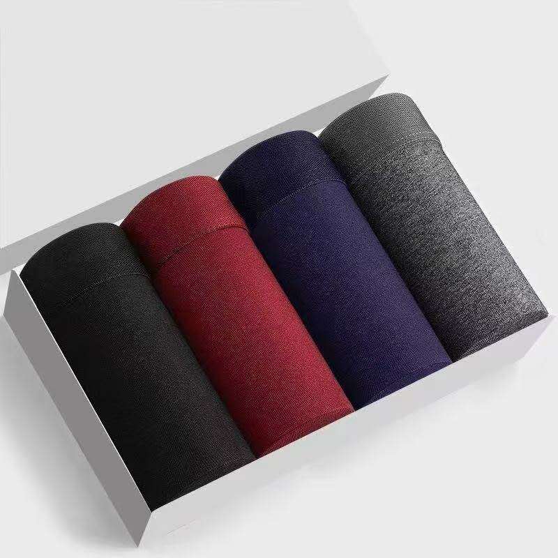 (5pcs pack) Men Plain Polyester Cotton Long Boxer Briefs Boxers Trunks ...