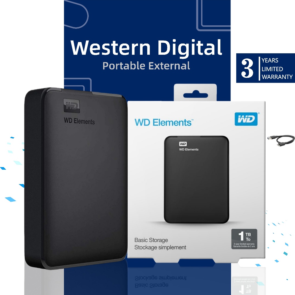 WD External hard drive 2.5" Portable Hard Drive 2TB 1TB HDD USB 3.0 ...