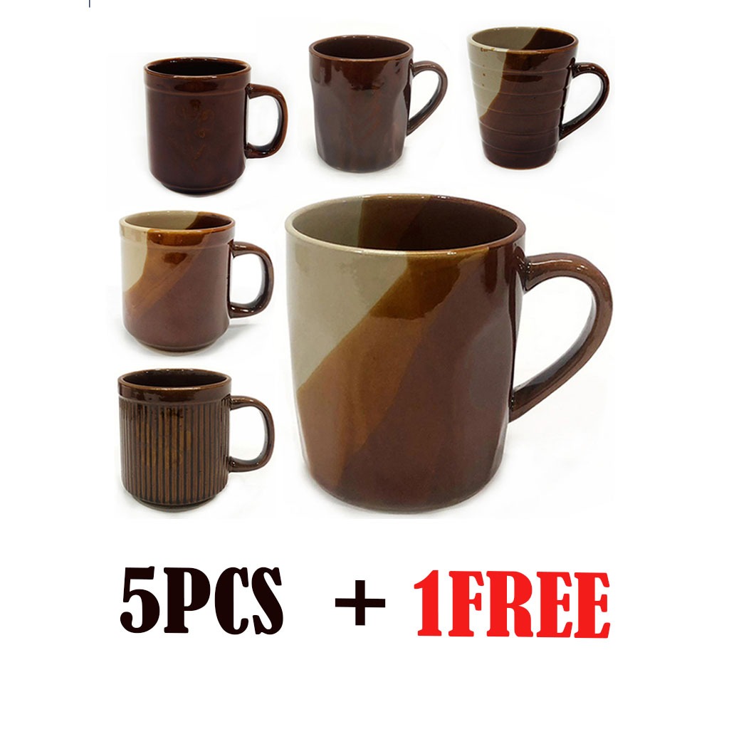Kitchen 5plus 1 free Glass Coffee Mug Mug Brown Coffee Cup with ...