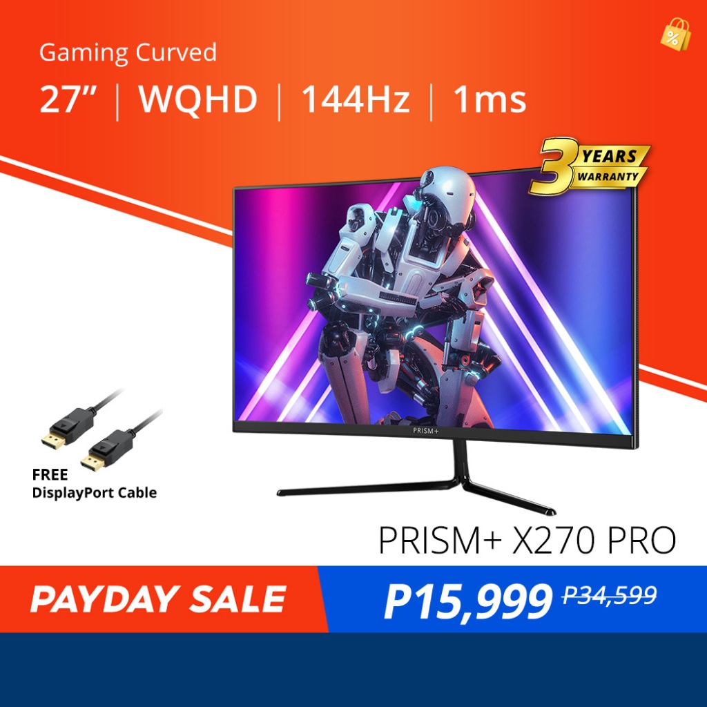 PRISM+ X270 PRO 27 Inch 144Hz 1ms Curved WQHD [2560 x 1440] Adaptive ...