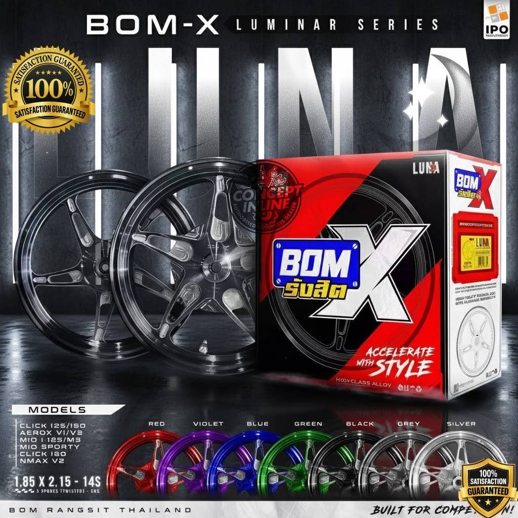 BOM X LUNA mags CNC Hard Alloy for Beat FI/Carb*Click125/150*MioSporty ...