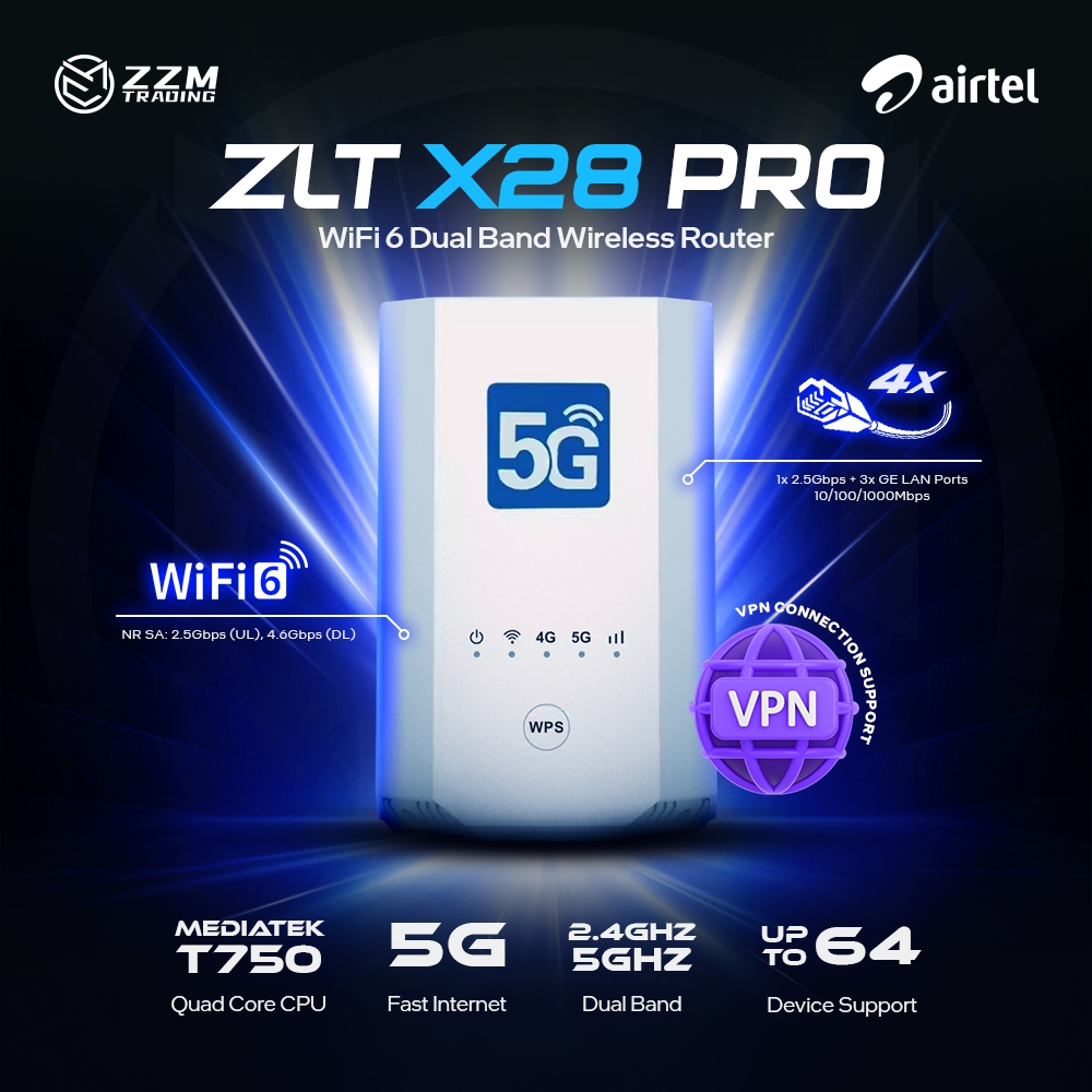 Airtel ZLT X25 Pro & X28 Pro 2025 MediaTek T750 5G NR WiFi6 64Users ...