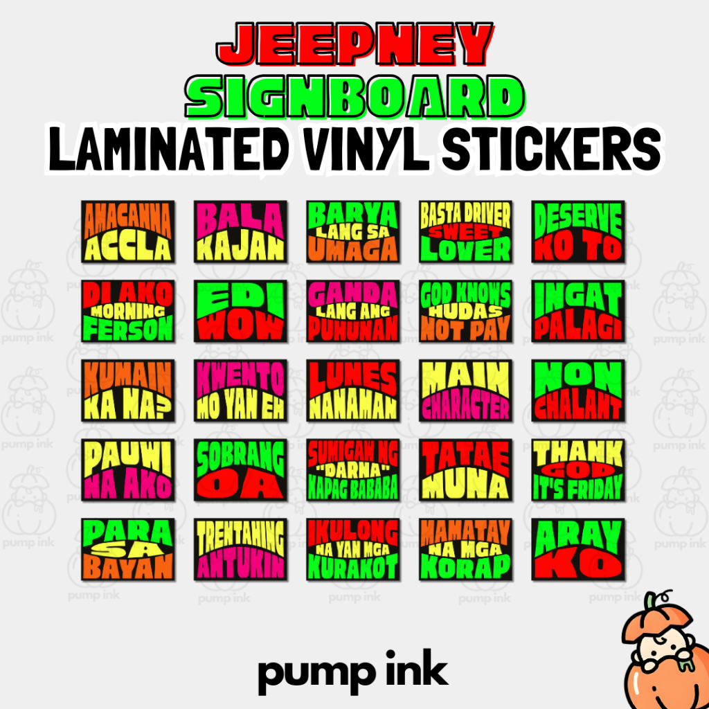 Jeepney Signboard Sticker 4×6cm Matte Laminated Vinyl Waterproof Pinoy ...
