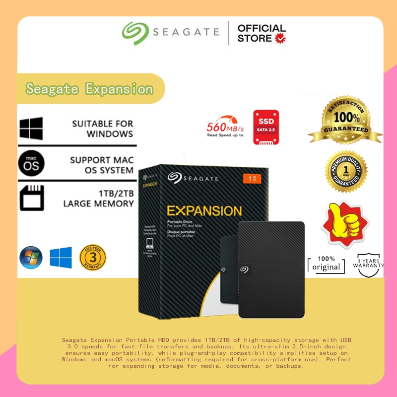 Seagate Expansion 1TB/2TB USB3.0 Portable HDD | Super Speed Plug & Play ...