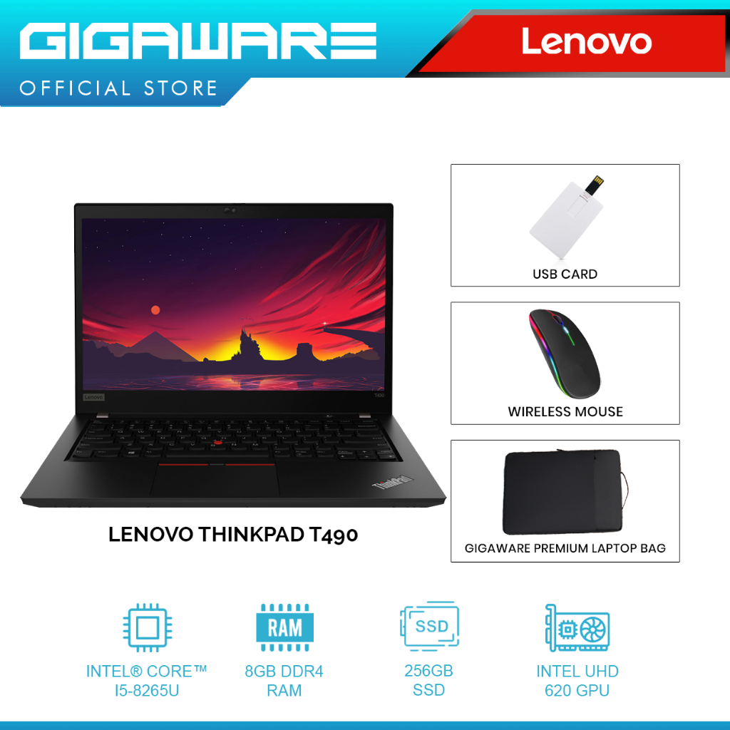 Lenovo Thinkpad T490 14" HD (1366 x 768), Intel Core i5-8265U 8GB DDR4 ...