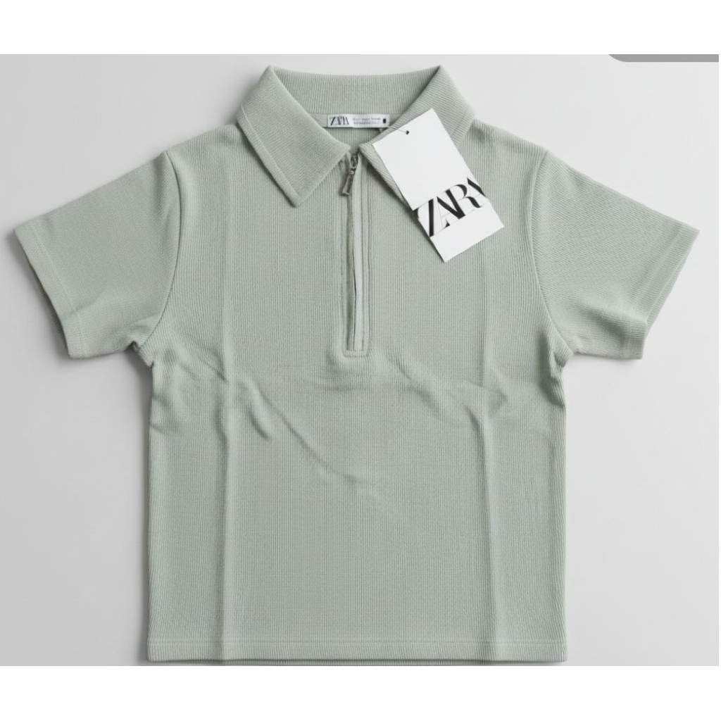 Polo zipper Overrun cotton crop top for ladies. Knitted /ribbed fabric ...