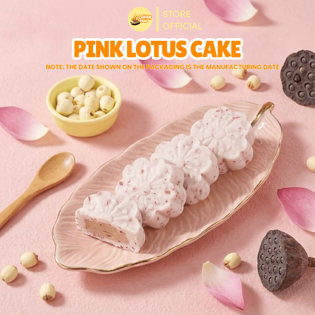 Pink Lotus Cake 300g (8 pcs), Sugar-Free Healthy Snack, Natural Lotus ...