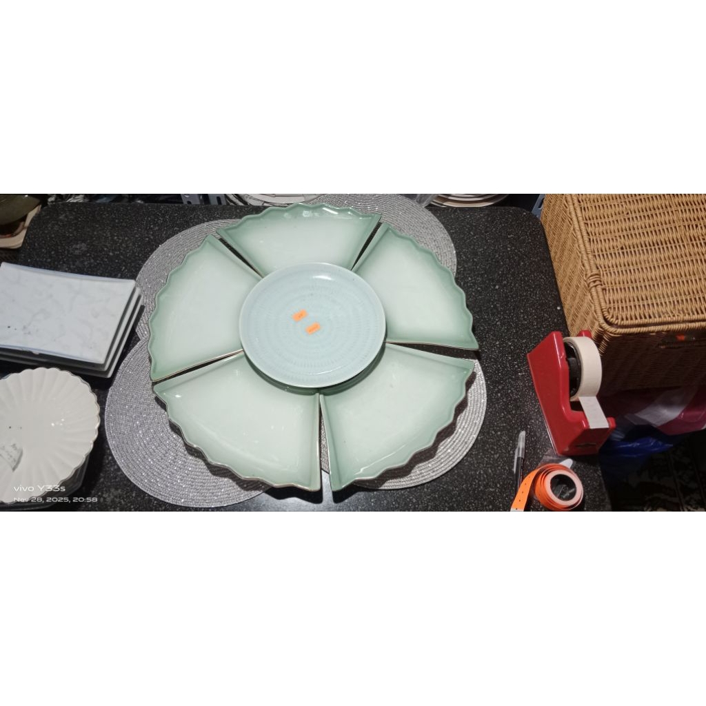 Japan surplus lazy Susan plates mix match with cake stand at the center ...