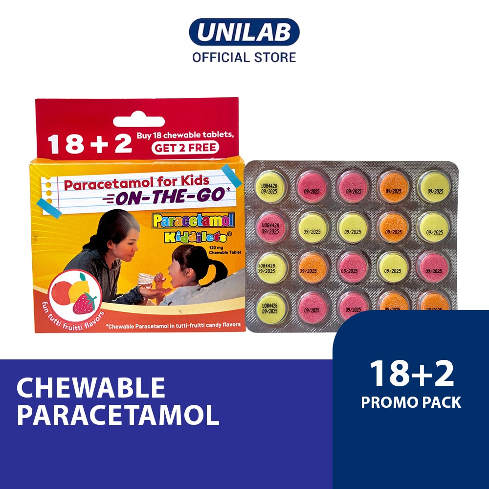 United Home Kiddilets Chewable Paracetamol 18+2 Promo pack | Shopee ...