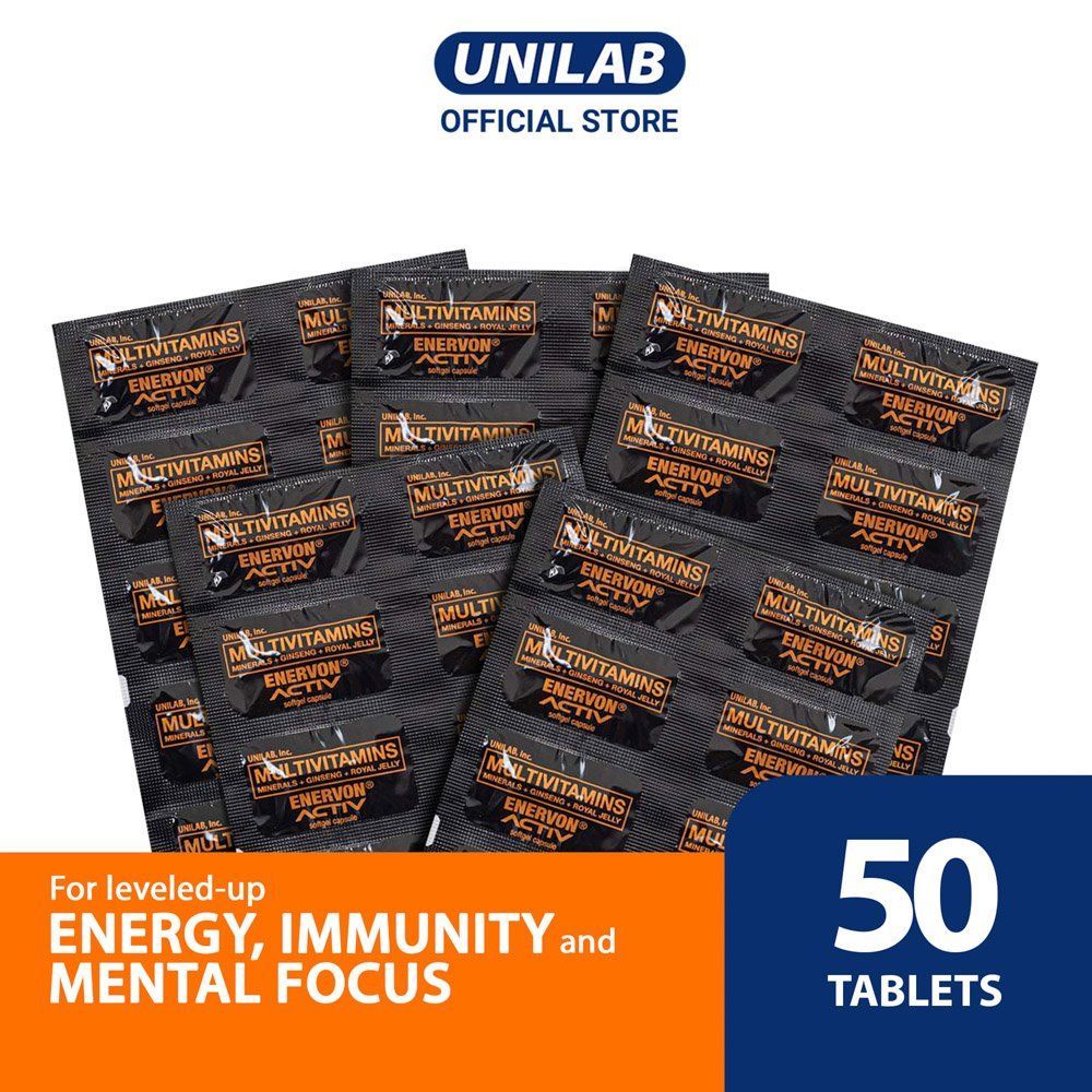 Unilab Enervon Activ Multivitamins 50 Capsules - With Ginseng and Royal ...