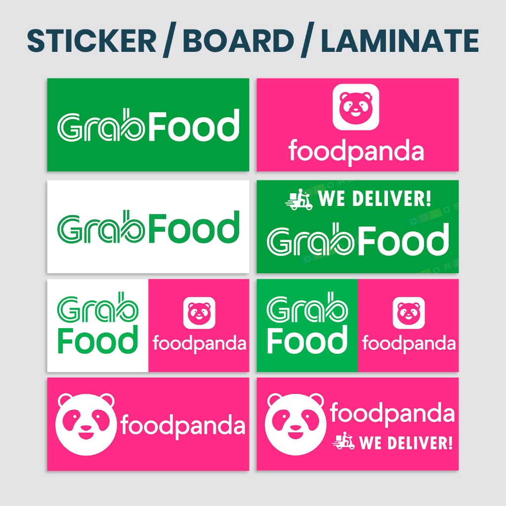 Grab Food Panda Signage Display Board Sticker or Laminated Print for ...
