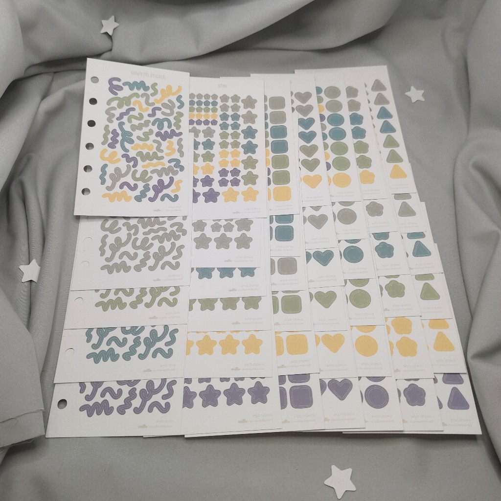 *DESTASH* A7 Shape Sticker Sheet Confetti / Triangle / Flower / Circle ...