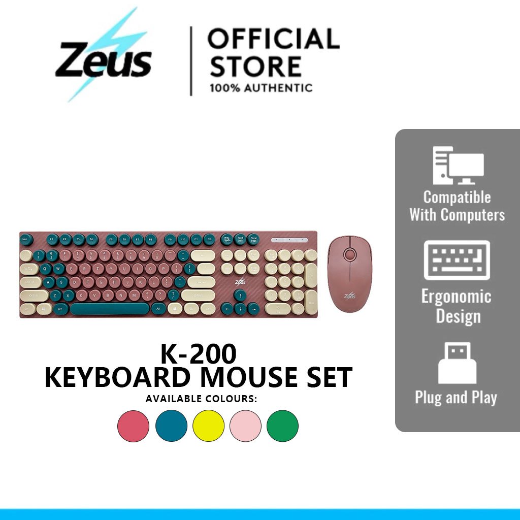 Zeus K-200 104-Key Quiet Ultra-Thin Multi-Color 2.4GHz Wireless ...