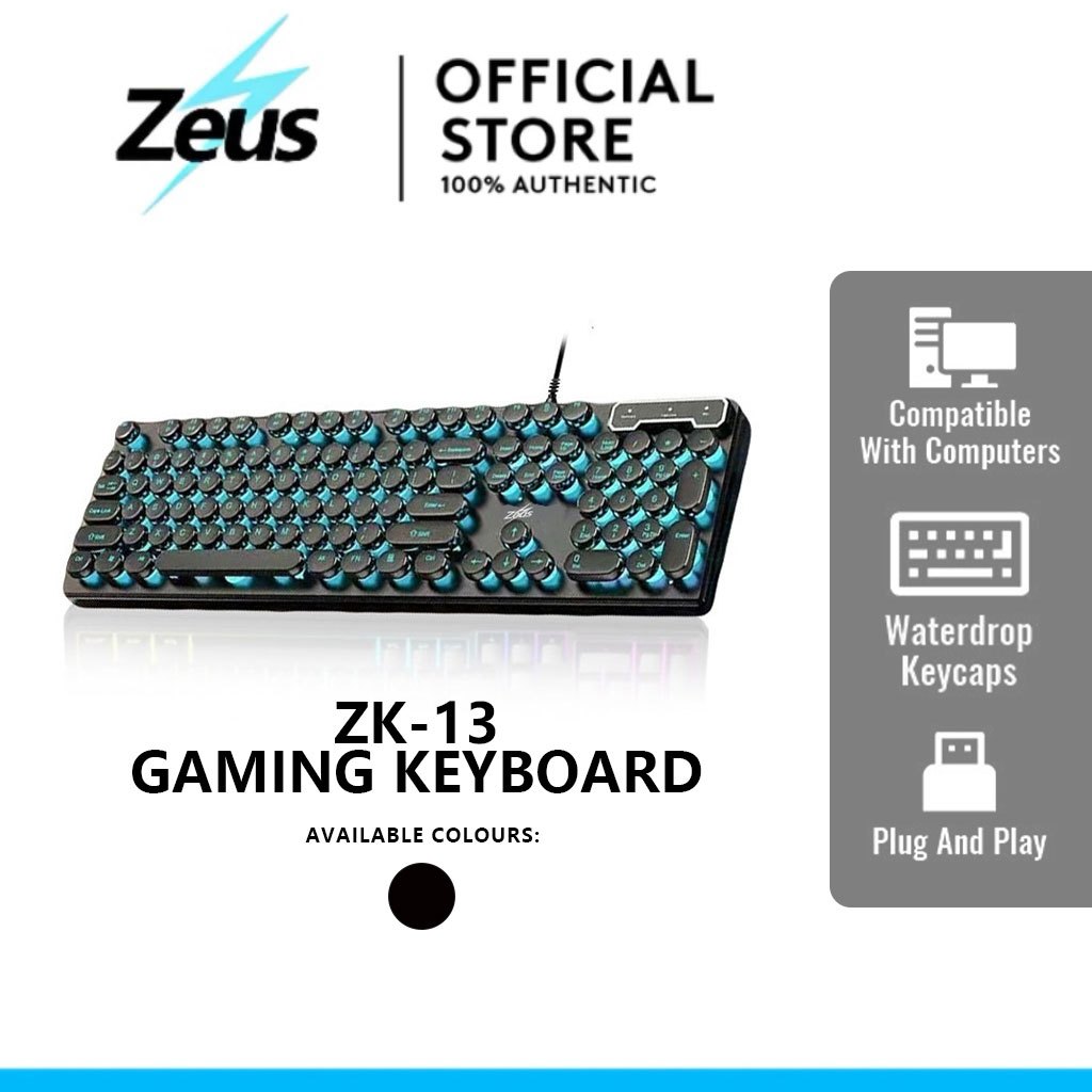Zeus ZK-13 Gaming Mechanical Feel Keyboard Retro Keycap 104 keys With ...