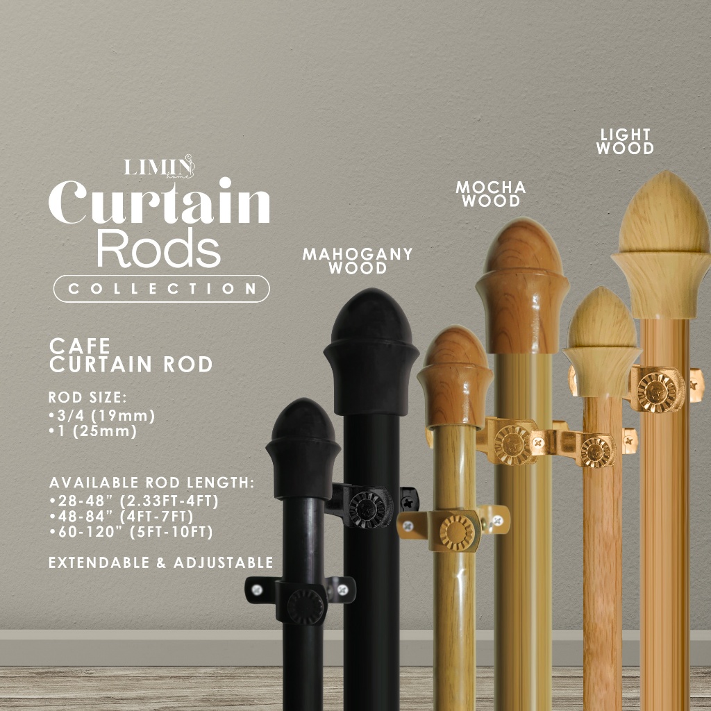 LIMIN Light/Mahogany/Mocha Curtain Rod | Adjustable | 3/4 1in ...