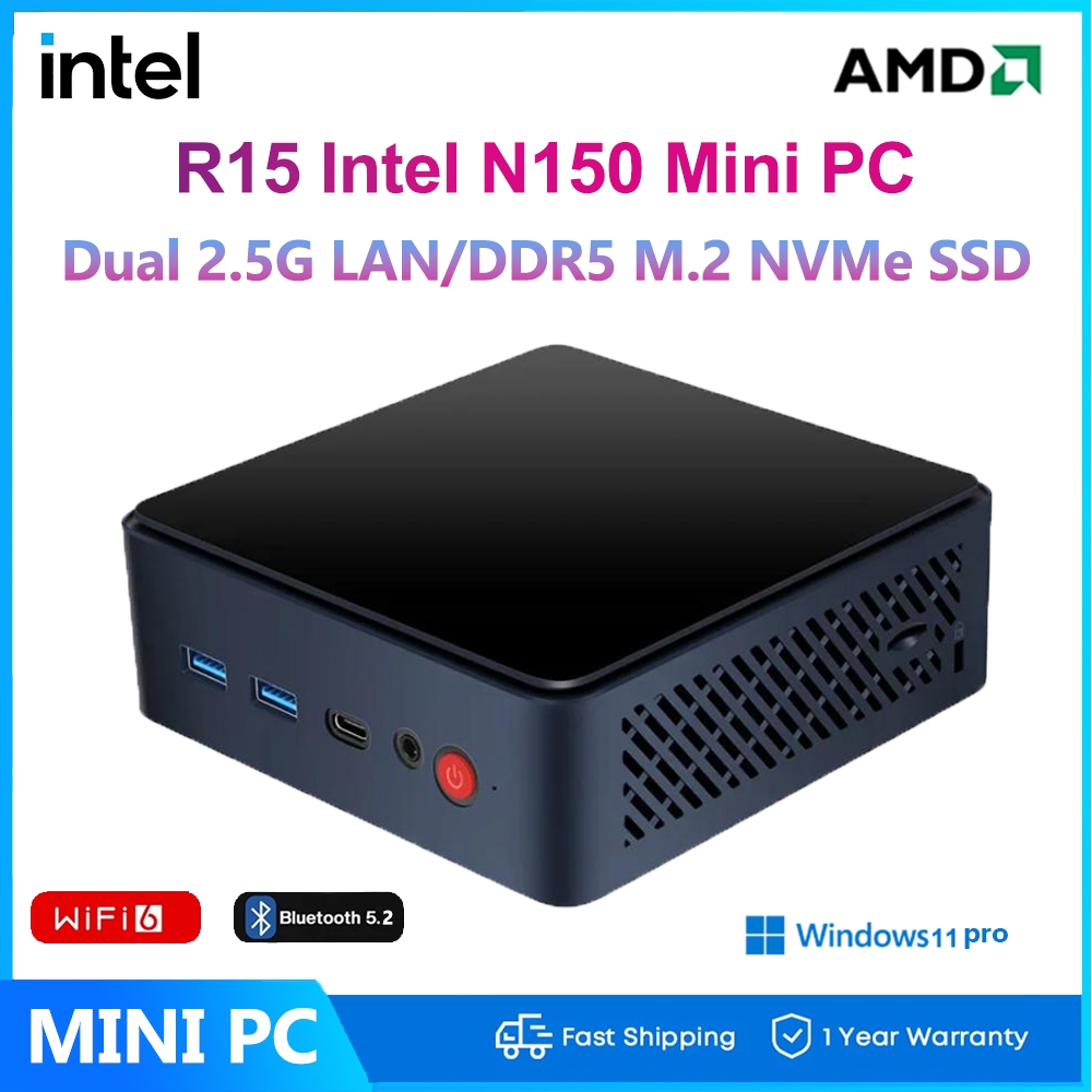 SZBOX R15 Intel N150 Mini PC DDR5 M.2 NVMe SSD Windows 11 Dual 2.5G LAN ...