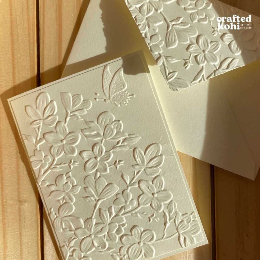 Handmade Embossed Floral Theme Greeting Card with Envelope set for ...