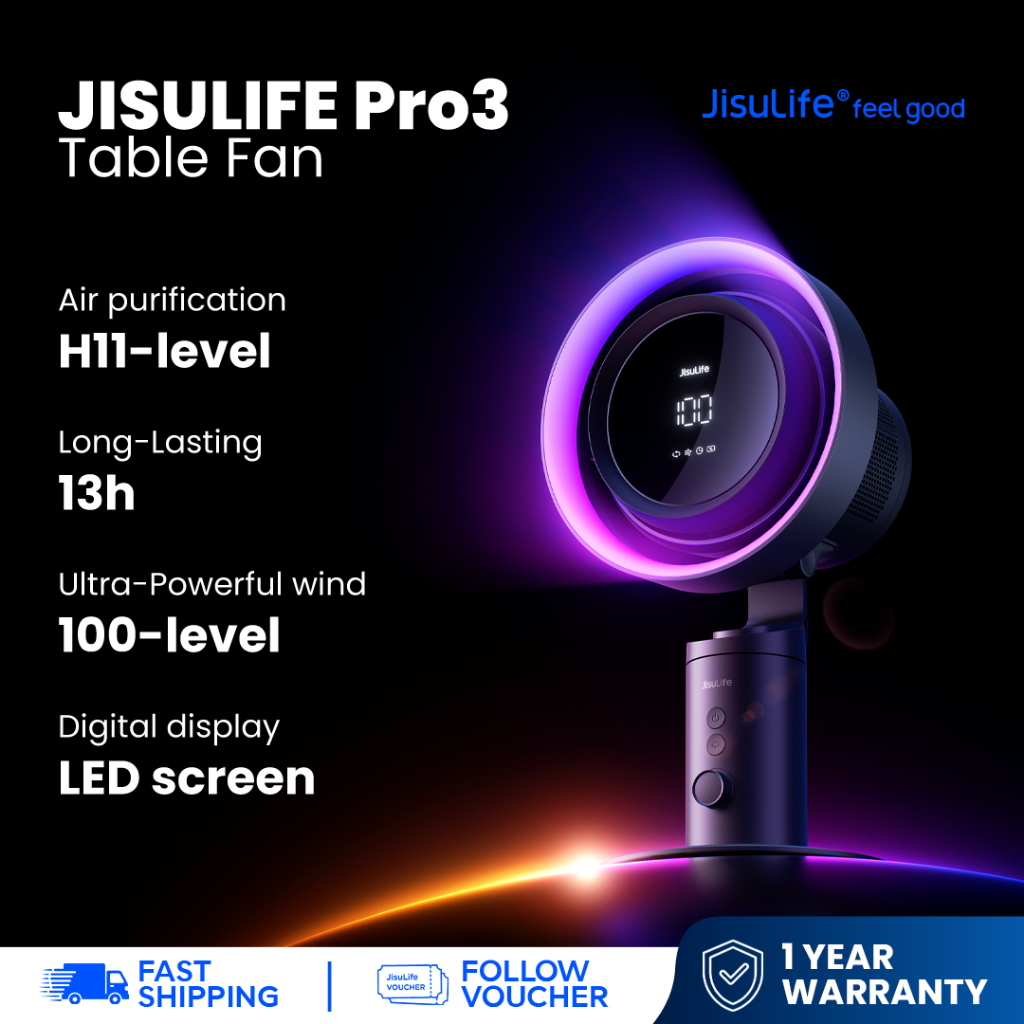 JISULIFE Table Fan Pro 3 Rechargable up to 100 Speed | Shopee Philippines