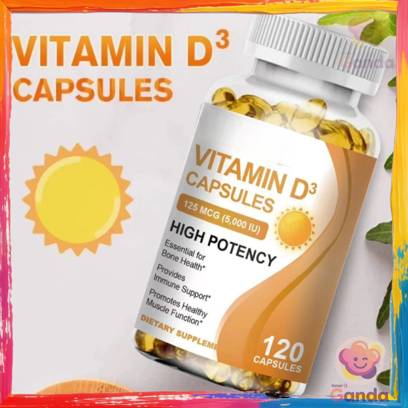 Vitamin D3 5000IU High Potency - For Strong Bones, Teeth & Muscle ...