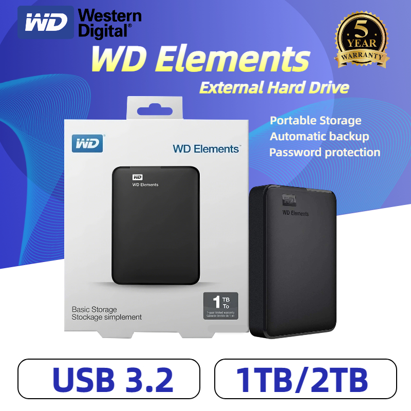 WD Elements Portable 1TB 2TB External Hard Drive For Mac and Windows ...