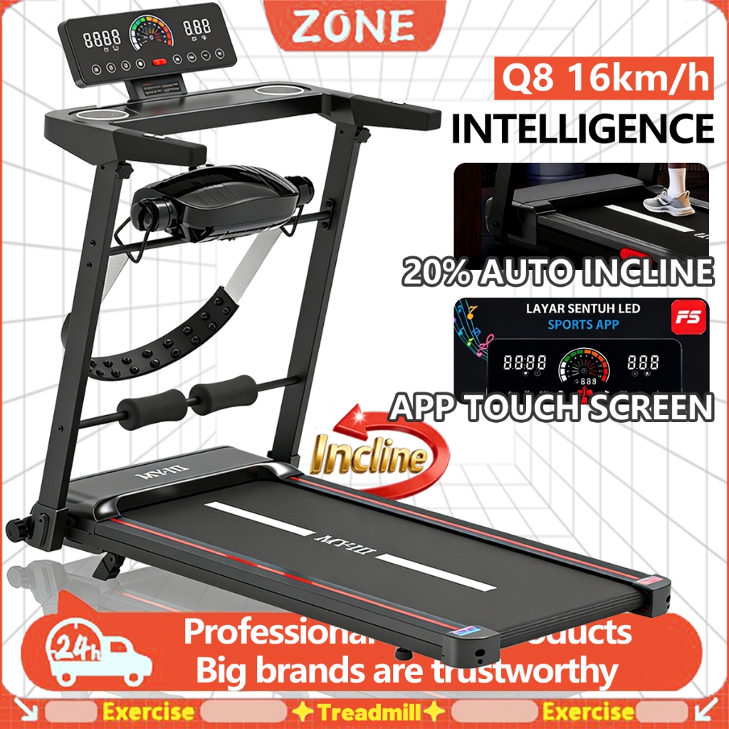 Electric Treadmill Foldable heavy duty Automatic Slope 16km/h Walking ...