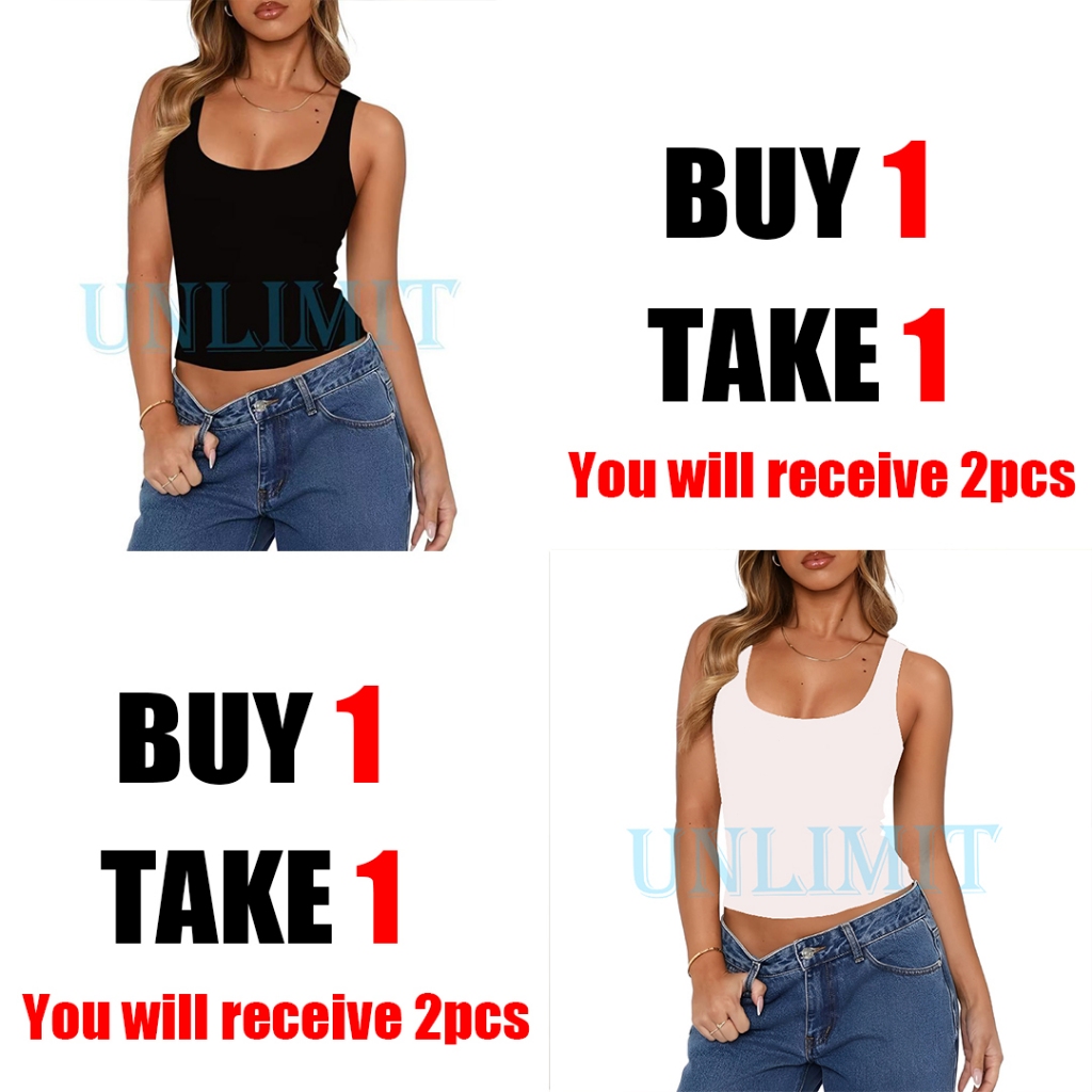 Buy 1 Take 1 Racerback Top Slim-Fit FRONT & BACK Double Lining Soft ...