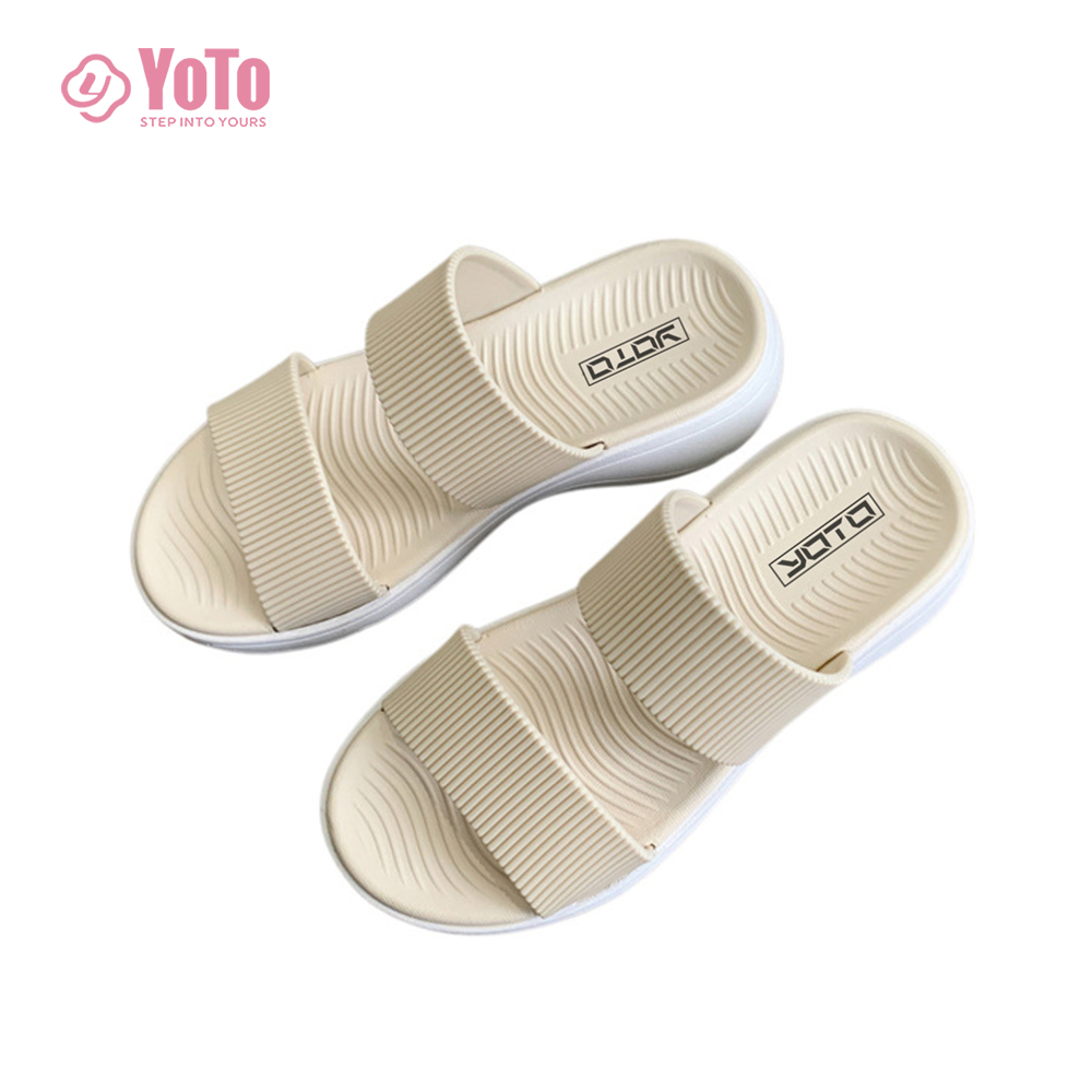 YOTO Slippers For Women Casual Comfy Adjustable Cross Strap Rubber Slip ...