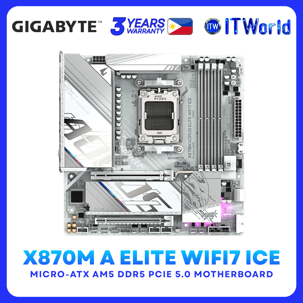 GIGABYTE X870M A ELITE WIFI7 ICE Micro-ATX AMD X870 AM5 DDR5 ...