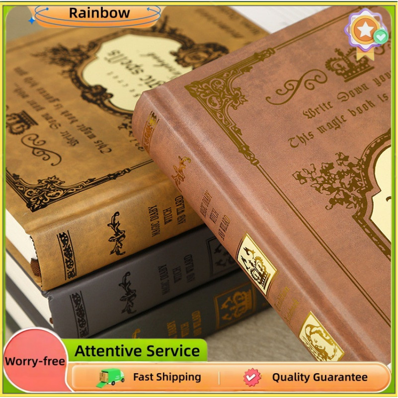 A5 Retro Hardcover Notebook 320 Pages Thick Writing Notepad College ...
