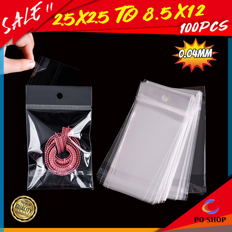 100PCS Clear Header OPP Bag with Hang Hole Precise Fit for Cards Photos ...