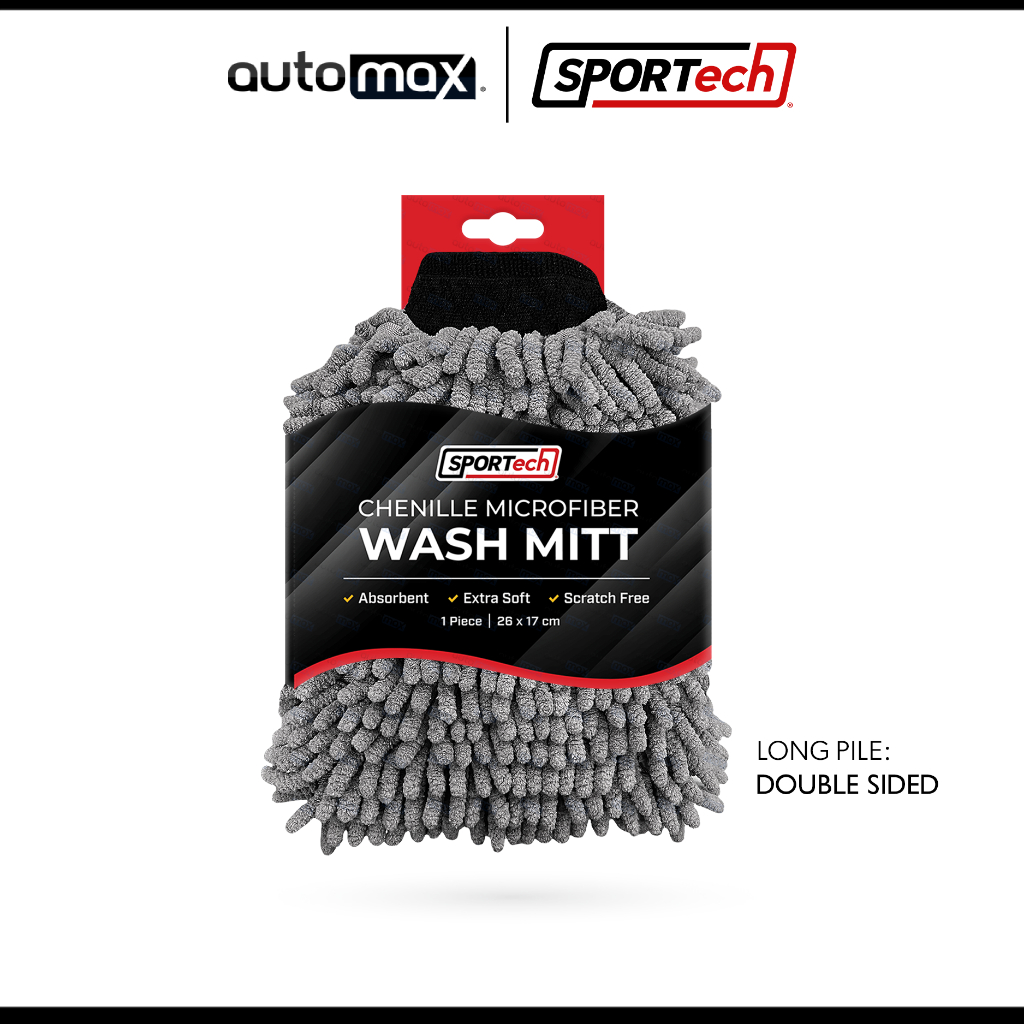 SPORTech Microfiber Wash Mitt / Cleaning Glove - Double Sided Thick ...