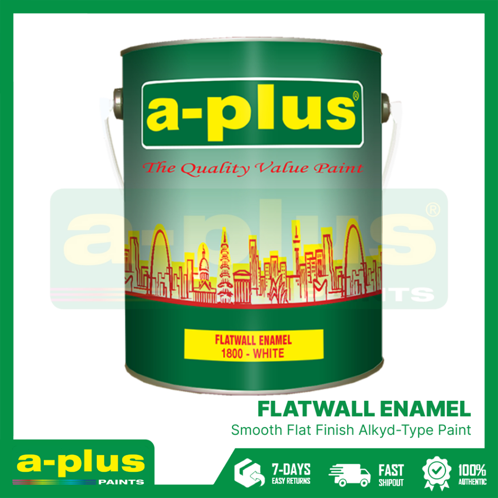 A-Plus Alkyd Enamel Paint 4L Flatwall Enamel - Smooth Flat Finish for ...