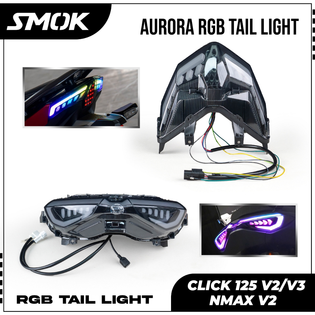 SMOK Aurora RGB Tail Light (13-46 Modes) For NMAX & CLICK | Shopee ...