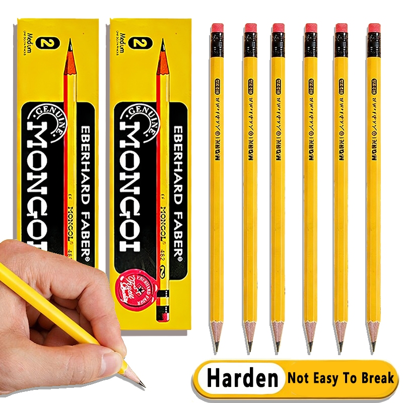 【Buy 2 Get 1】1box/12pcs Mongolian Pencil with Eraser School Supplies ...