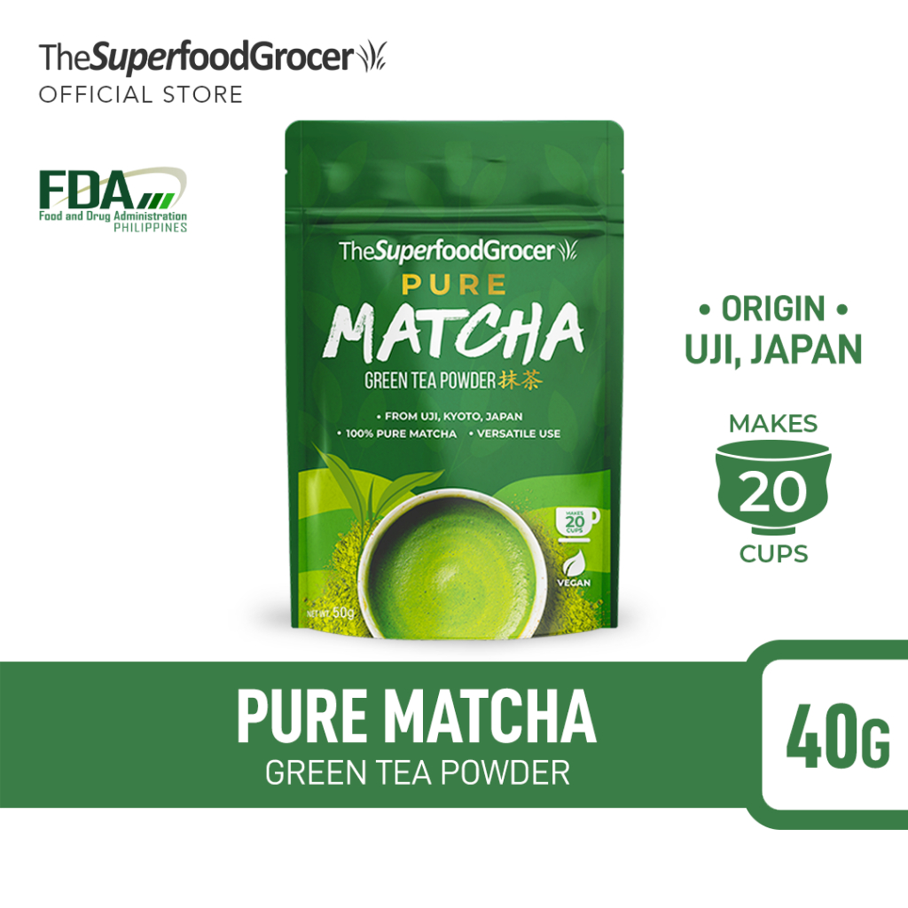 The Superfood Grocer 100% Pure Japanese Uji Matcha Green Tea Powder 40g ...